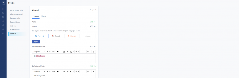 Setting up email accounts – JeffreyAI Support